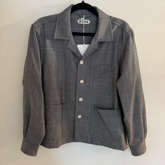 Bode | Jackets & Coats | New Bode Grey Shirt Jacket | Poshmark